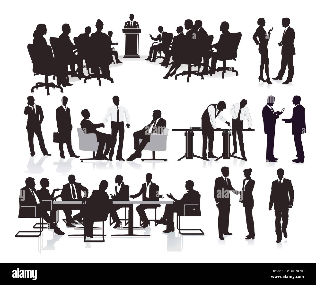 Working groups of people at a meeting. Illustration Stock Photo - Alamy