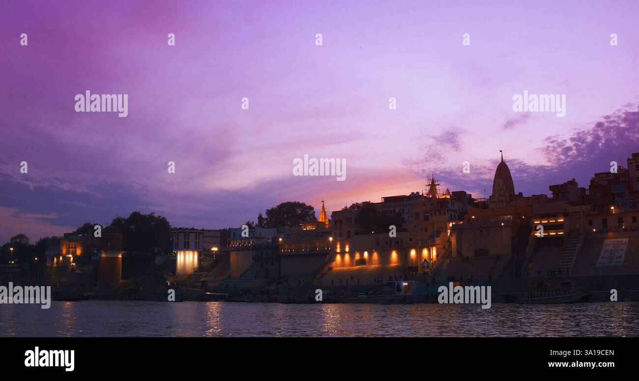 Varanasi, Uttar Pradesh, India. People walking on steps near Sri ...