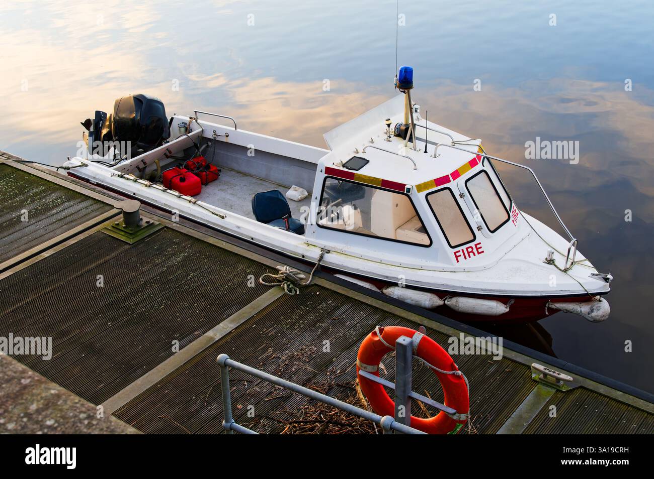 Lifeboat moored on the River Clyde incase of emergency Stock Photo - Alamy