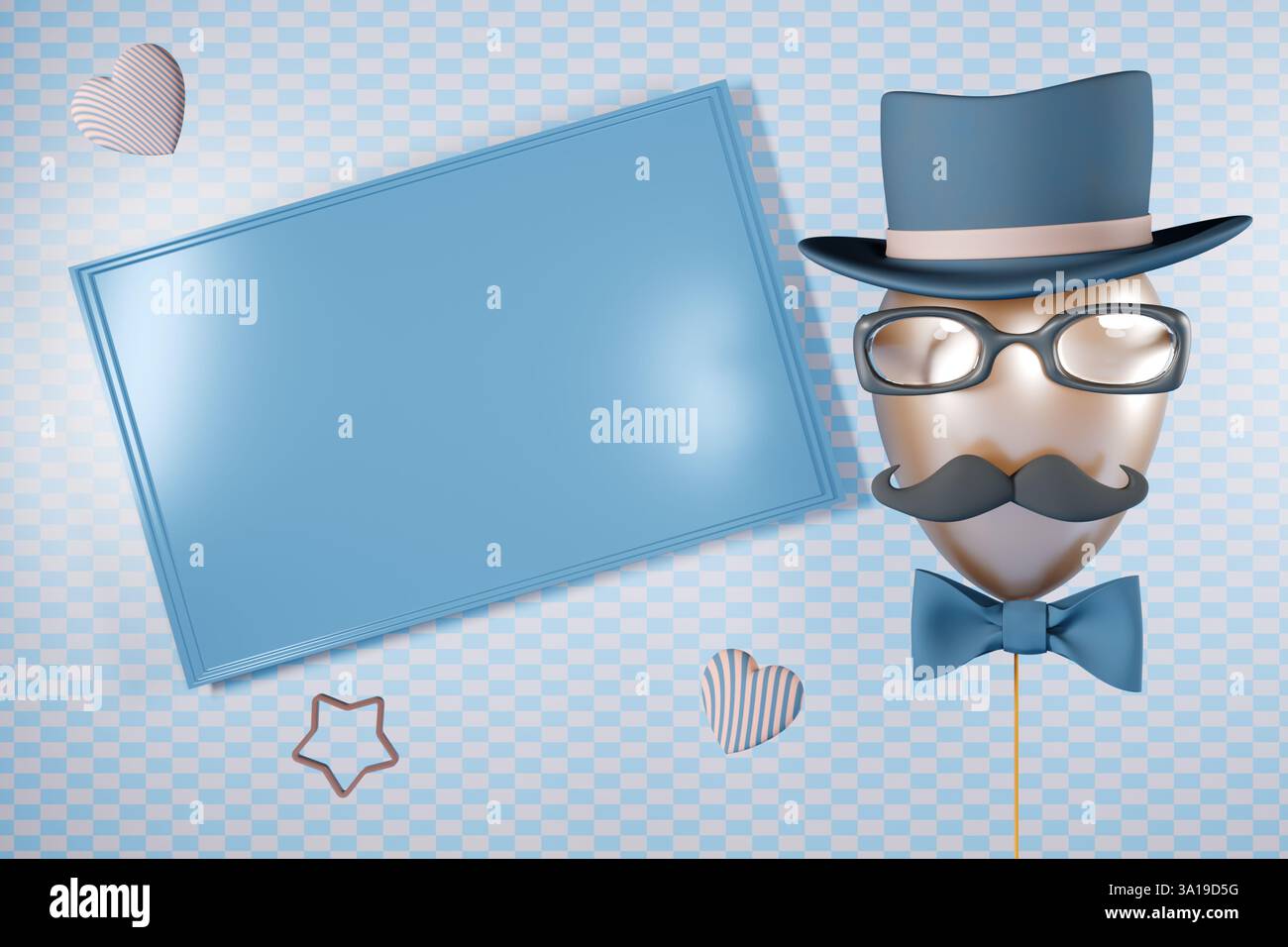 A whimsical blue balloon character with glasses and a mustache, perfect ...