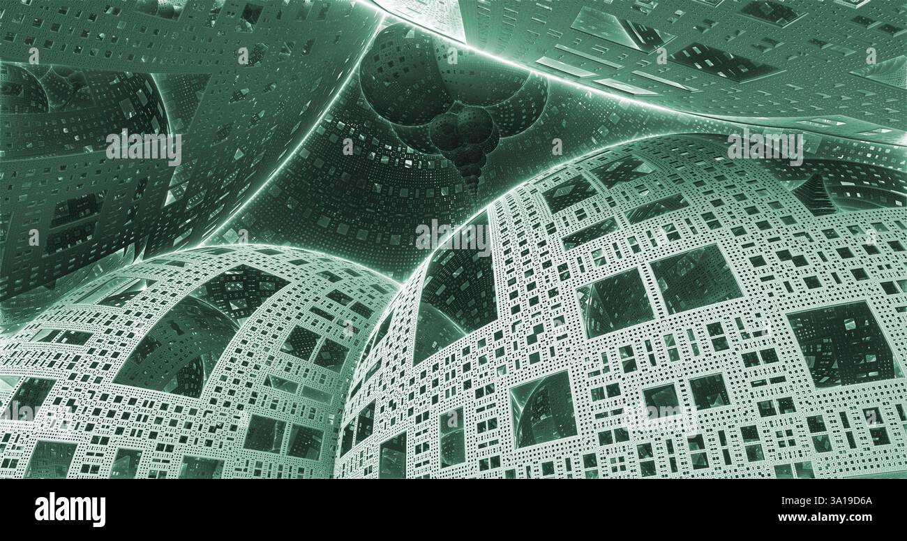 Fractal technical image of a spherical spaceship Stock Photo - Alamy