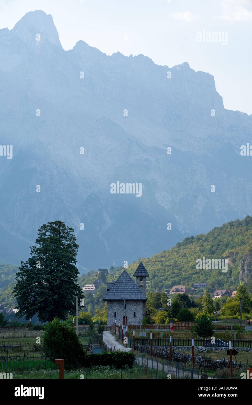 The church of Theth and mountains in the background Stock Photo - Alamy