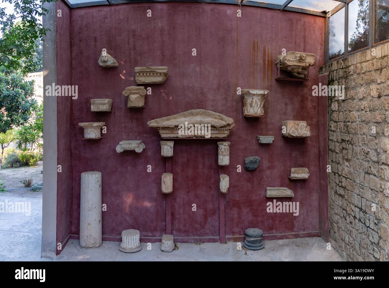 A picture of a few artifact parts inside of the Archaeological Museum ...