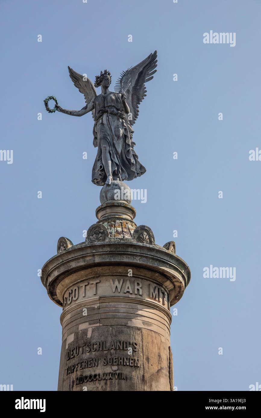 Stone memorial to the Second World War on the market square in Siegburg ...