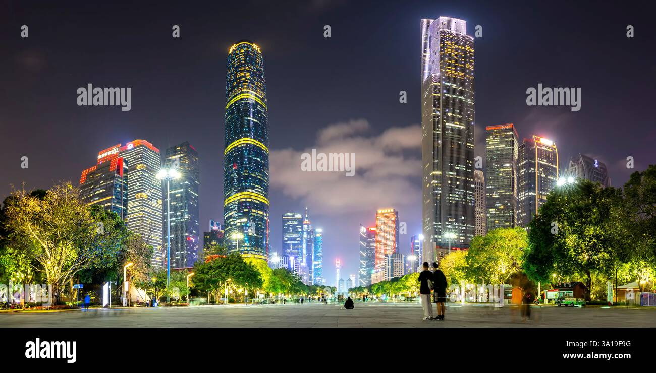 Guangzhou, China, Guangzhou Canton skyline with skyscrapers downtown ...