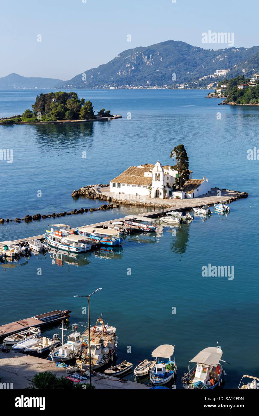Corfu, Greece, Vlacherna Monastery and Mouse Island in the ...