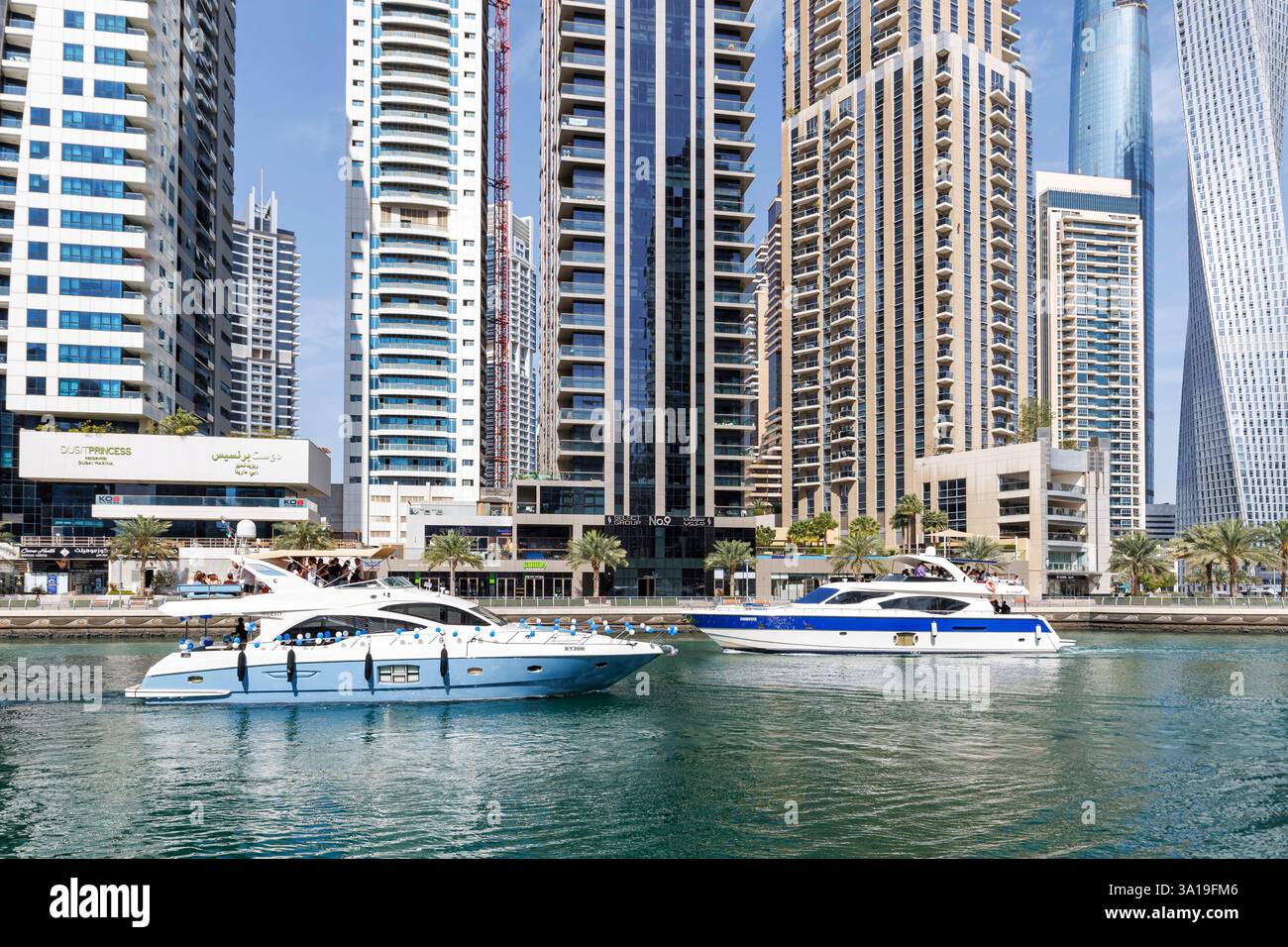 Dubai, United Arab Emirates, Yachts at Dubai Marina Skyline High-rise ...