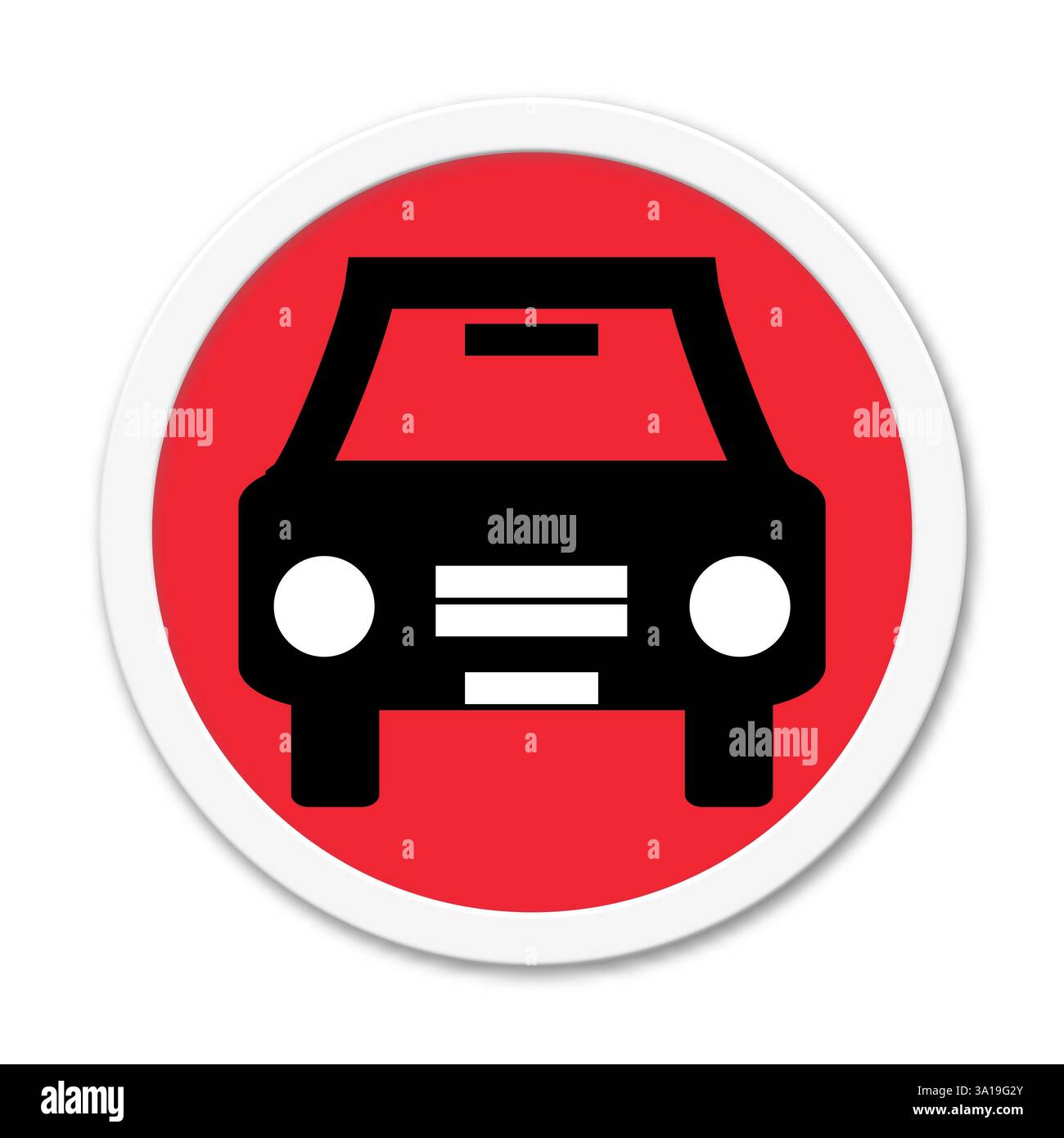 Round insulated button with white border shows car Stock Photo - Alamy
