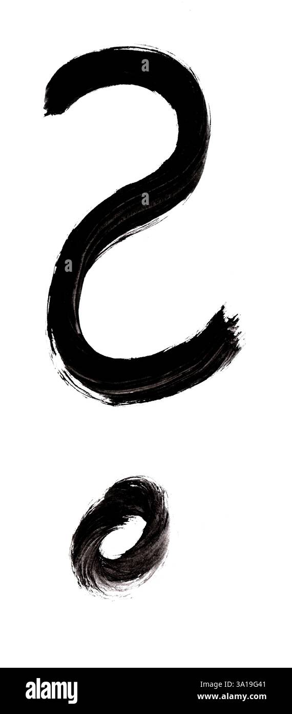 Uncleanly painted isolated question mark with black color on white ...