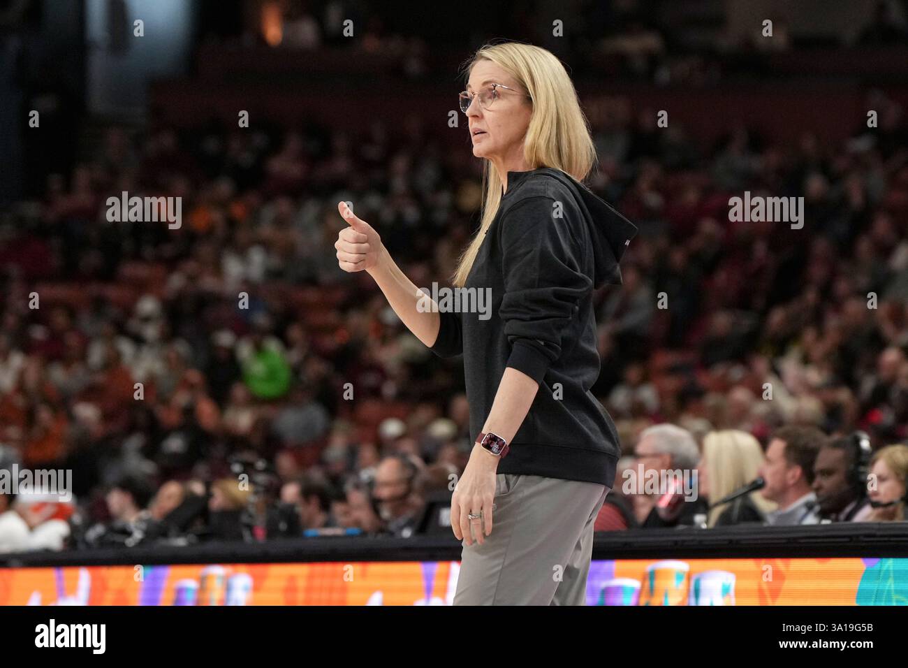Vanderbilt head coach Shea Ralph gives a thumbs up during an NCAA ...