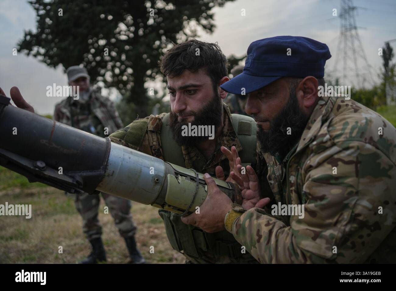 Latakia, Syria. 07th Mar, 2025. Syrian army forces prepare a missile to ...
