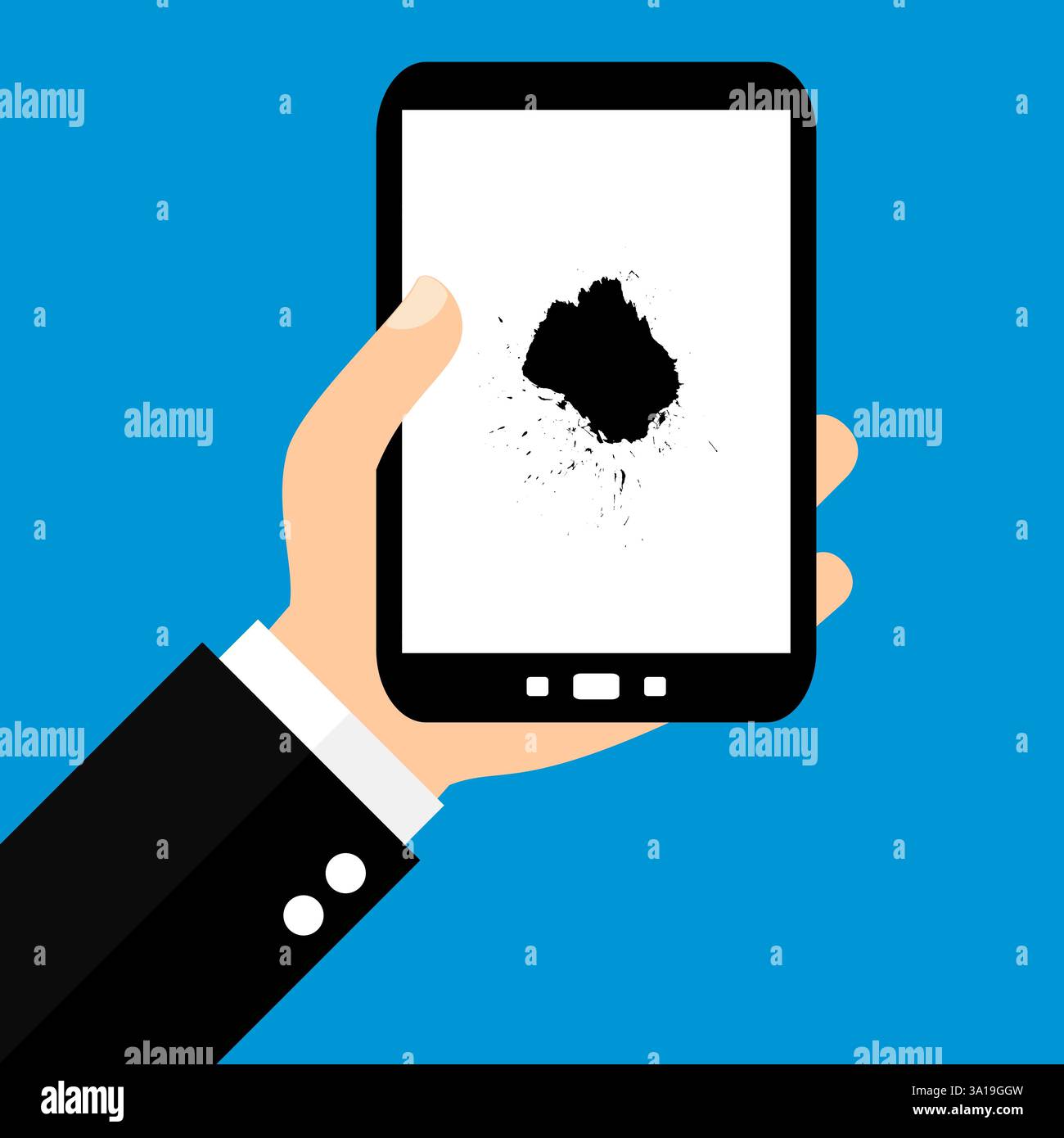 Hand with smartphone: Broken display - flat design Stock Photo - Alamy