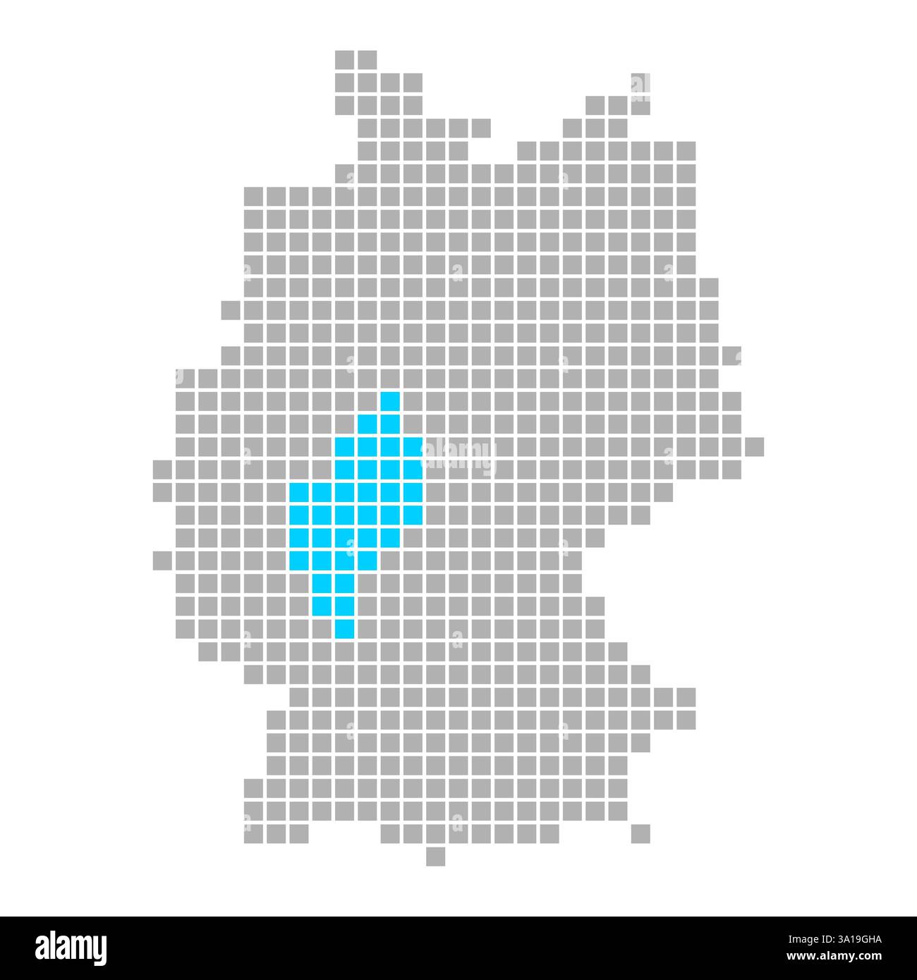 Isolated map of Germany consisting of gray dots with blue marking of ...