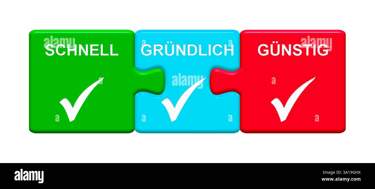 Isolated three-piece puzzle button with tick symbol shows Quick ...