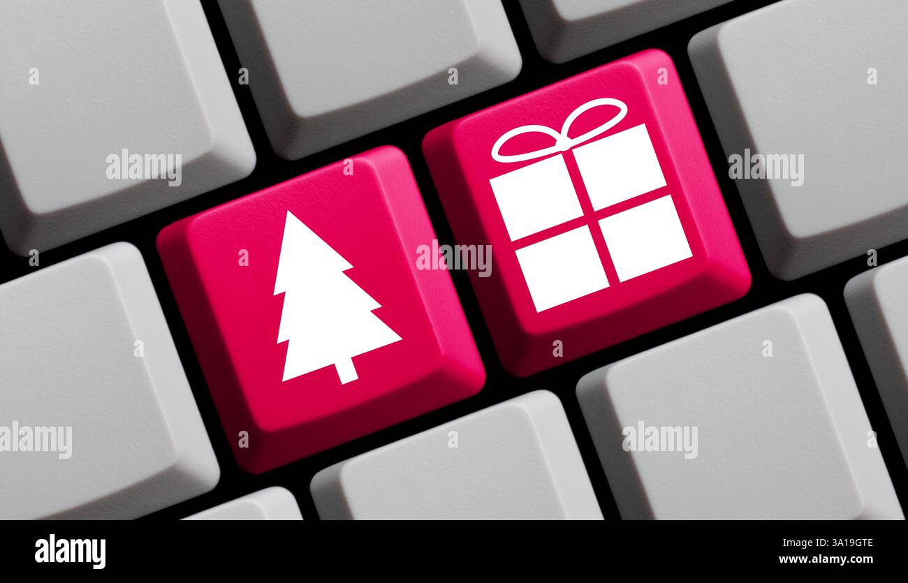 Keyboard with symbols for Christmas and presents Stock Photo - Alamy