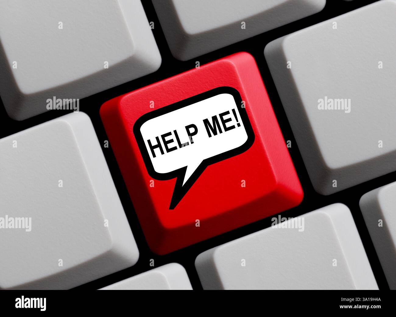 Red keyboard with speech bubble shows Help Me Stock Photo - Alamy