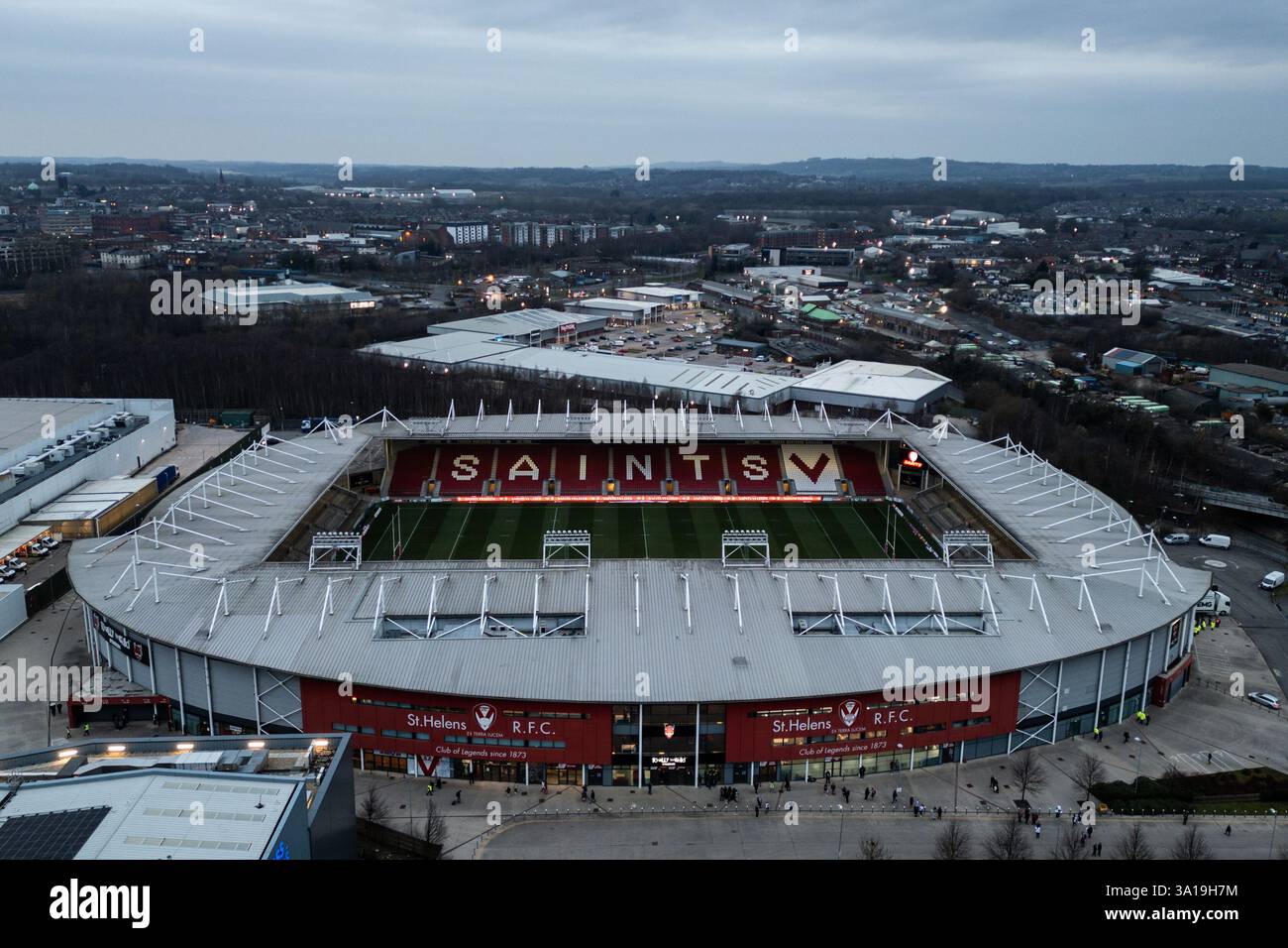An aerial view of the Totally Wicked Stadium, home of St Helens ahead ...