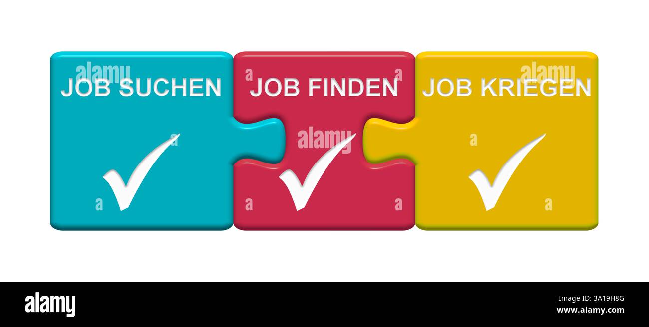 Isolated puzzle button consisting of three parts with tick symbol shows ...