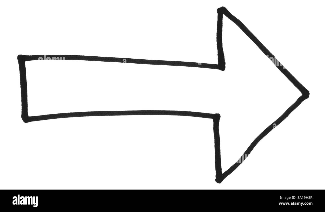 Hand-painted black arrow with text space on a white background Stock ...