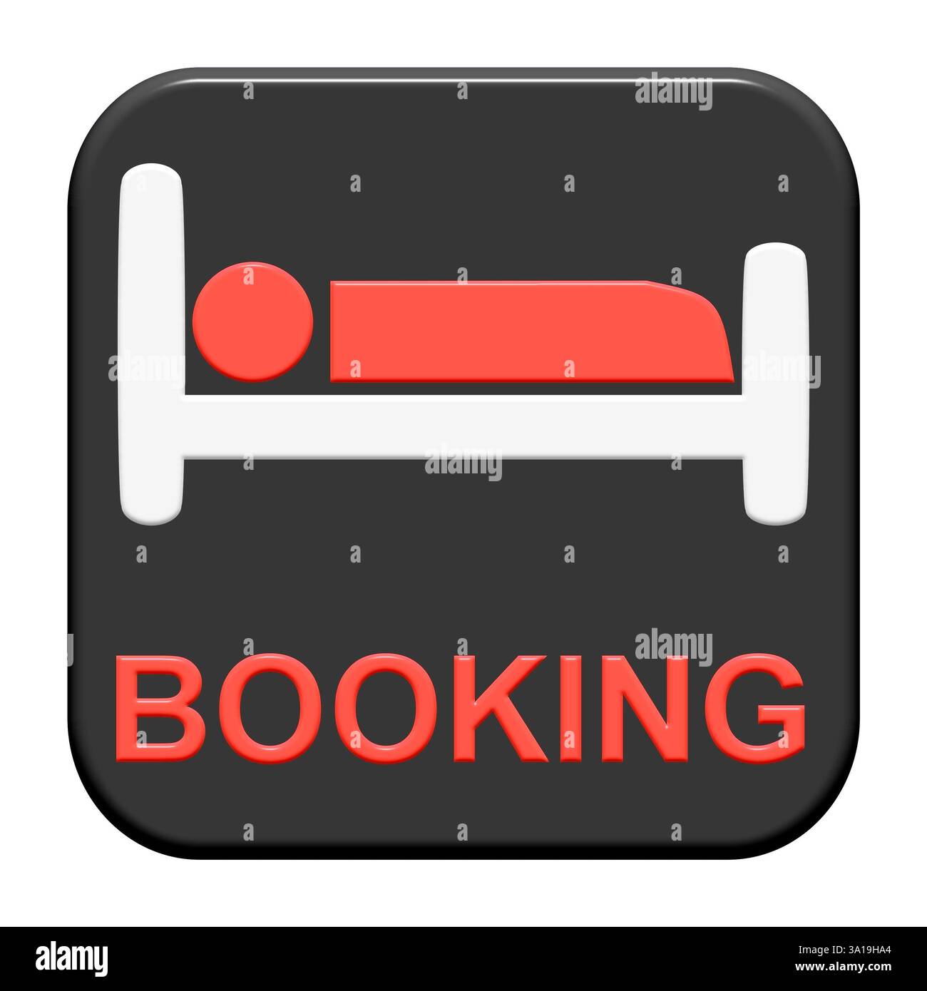 Insulated button with bed shows booking Stock Photo - Alamy