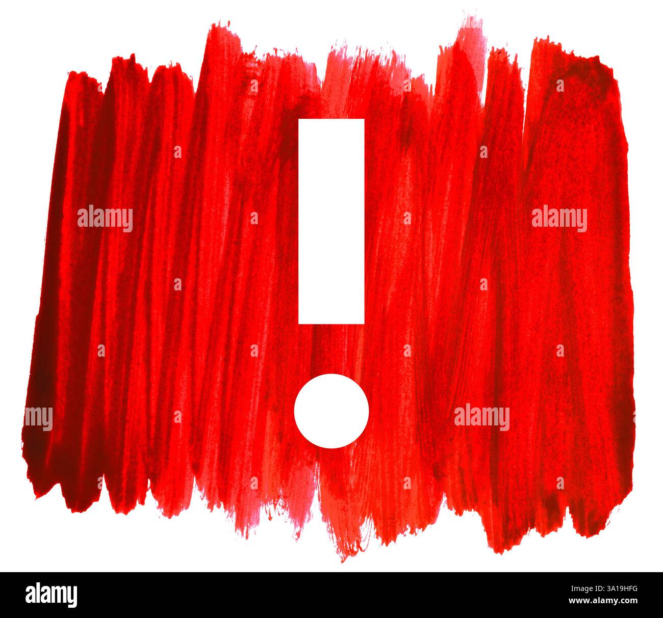 Messy red colored area with exclamation mark Symbol for warning or note ...
