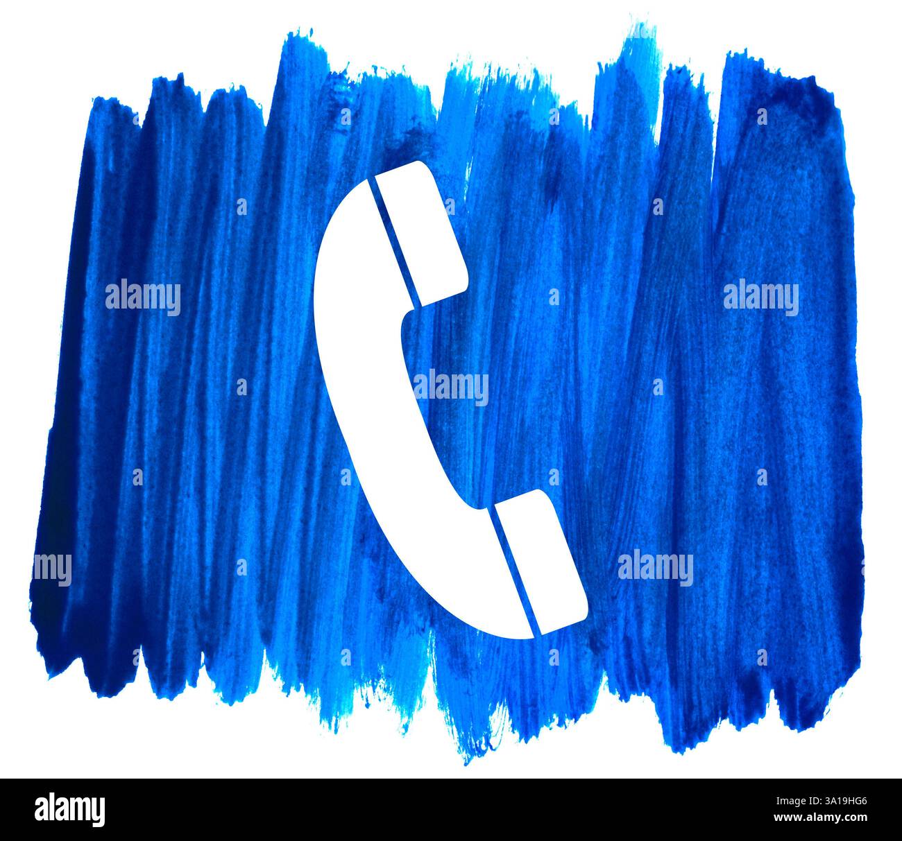 Messy blue color area with telephone symbol for hotline call center or ...