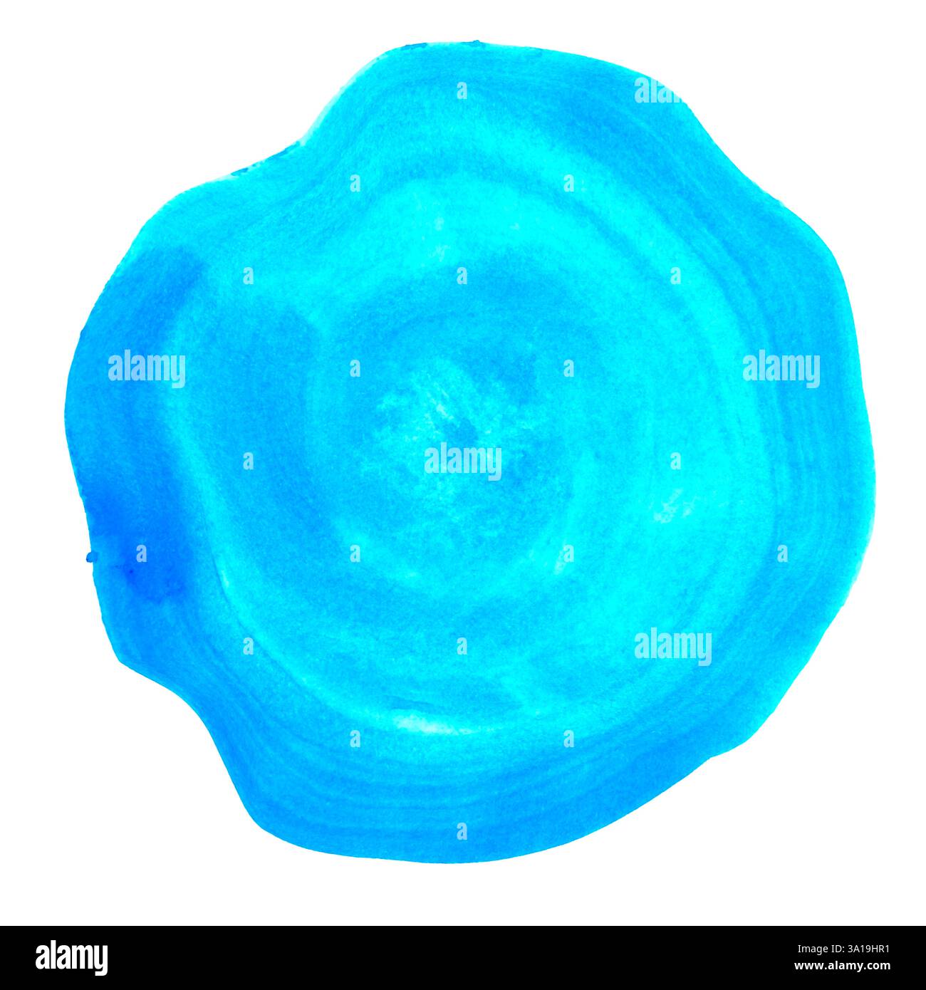 Blue isolated water stain made of watercolor - round oval Stock Photo ...