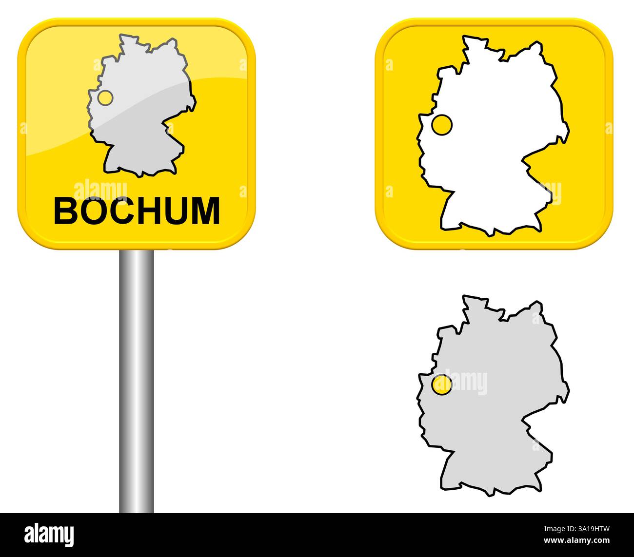 Bochum - city sign, button and map Stock Photo - Alamy