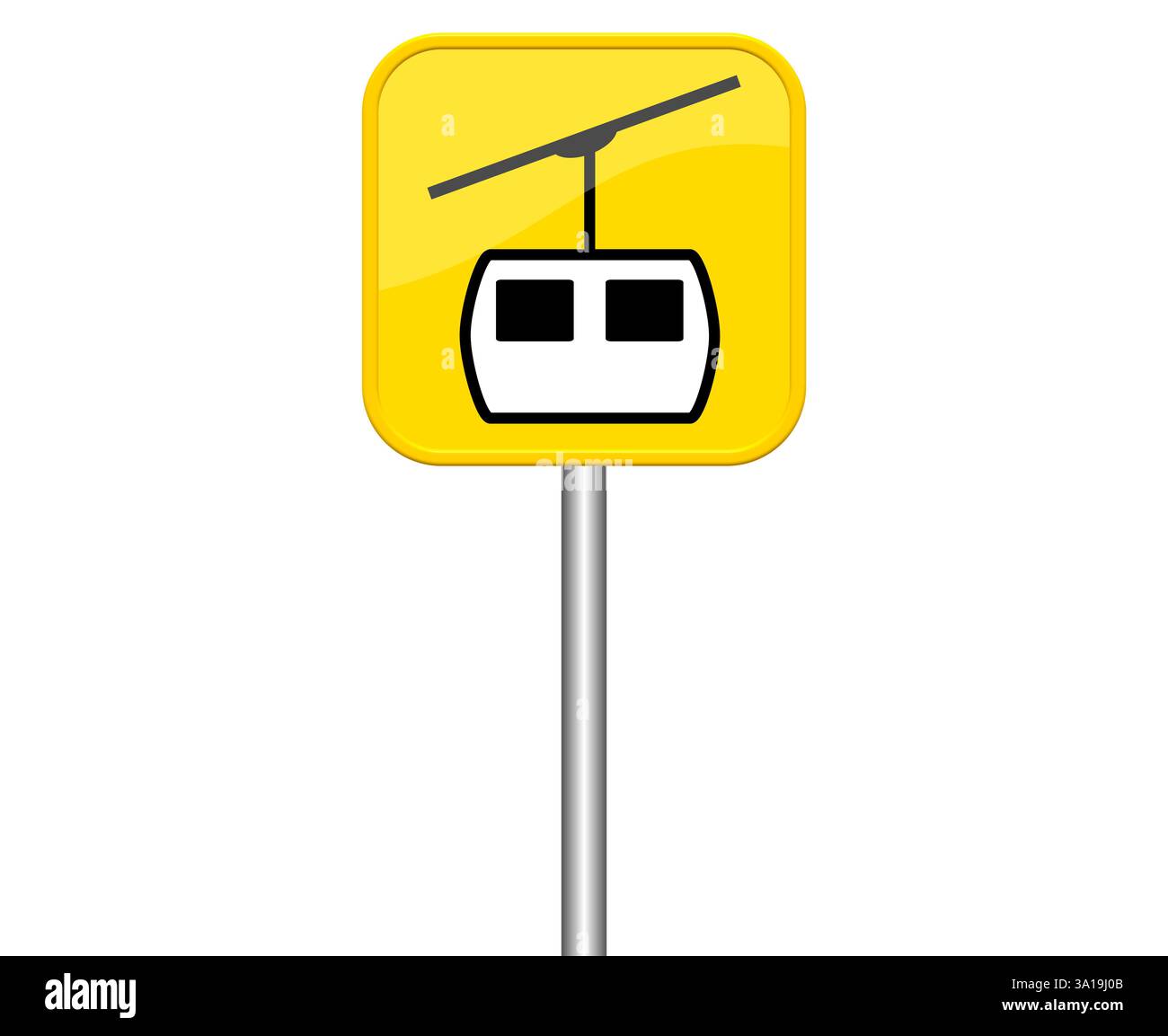 Yellow insulated sign with cable car symbol hi-res stock photography ...