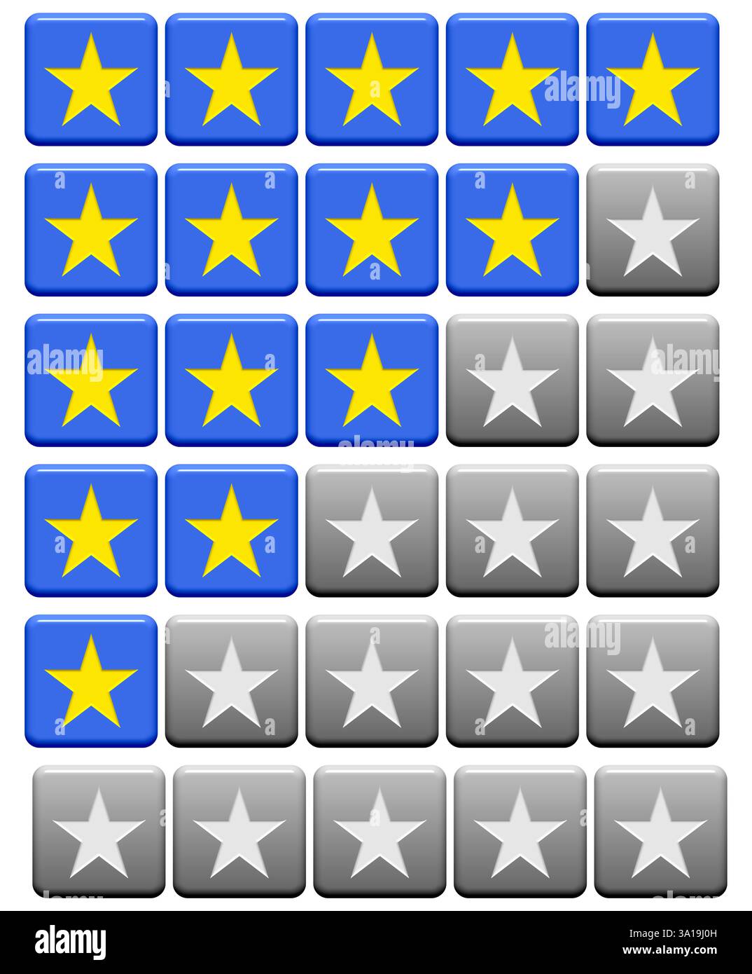 Blue gray buttons with stars as a rating system from 0 to 5 Stock Photo ...