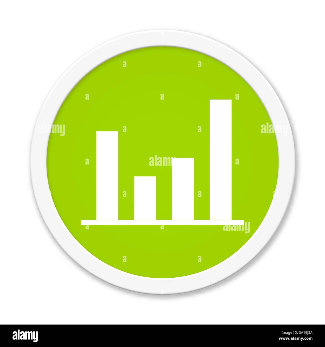 Green insulated round button shows statistics icon Stock Photo - Alamy