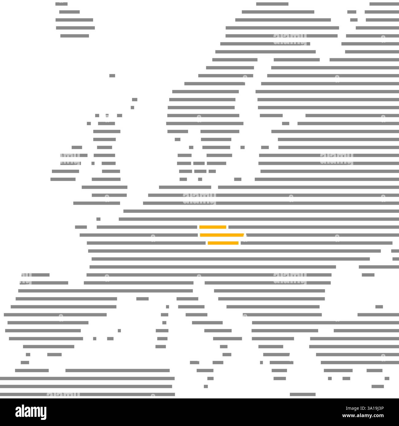 Country Czech Republic - Map of Europe with stripes in gray and orange ...