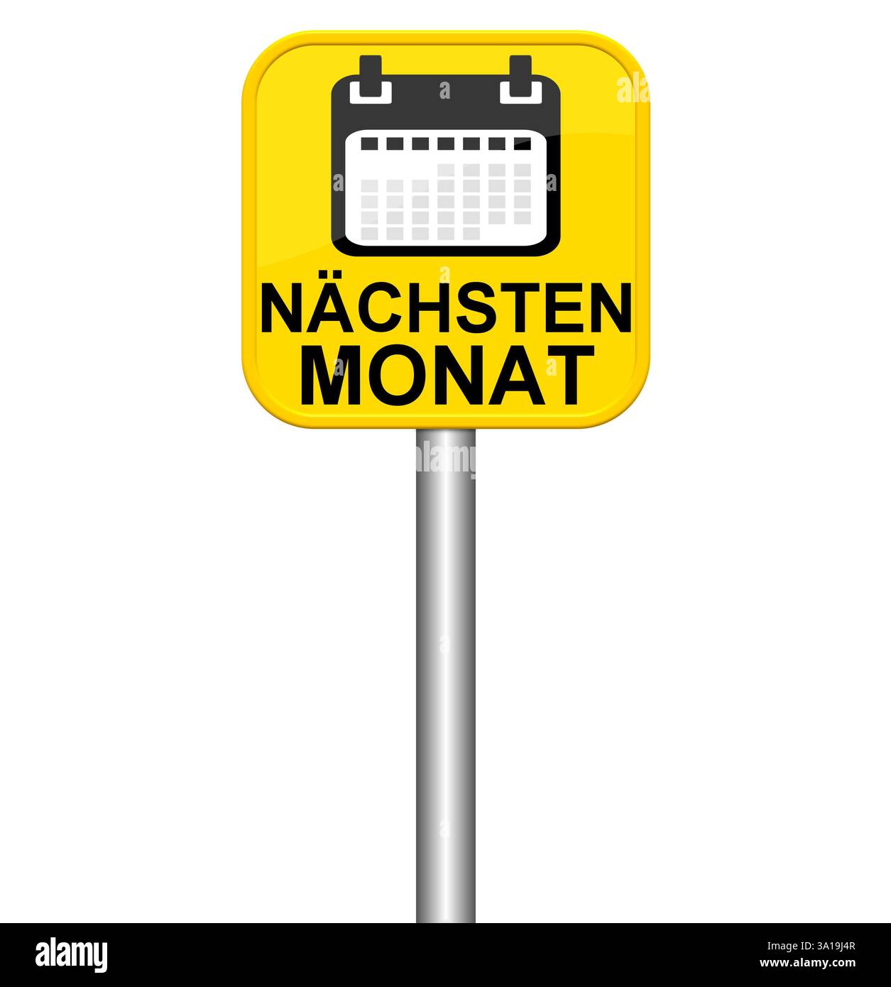 Yellow isolated sign shows next month Stock Photo - Alamy