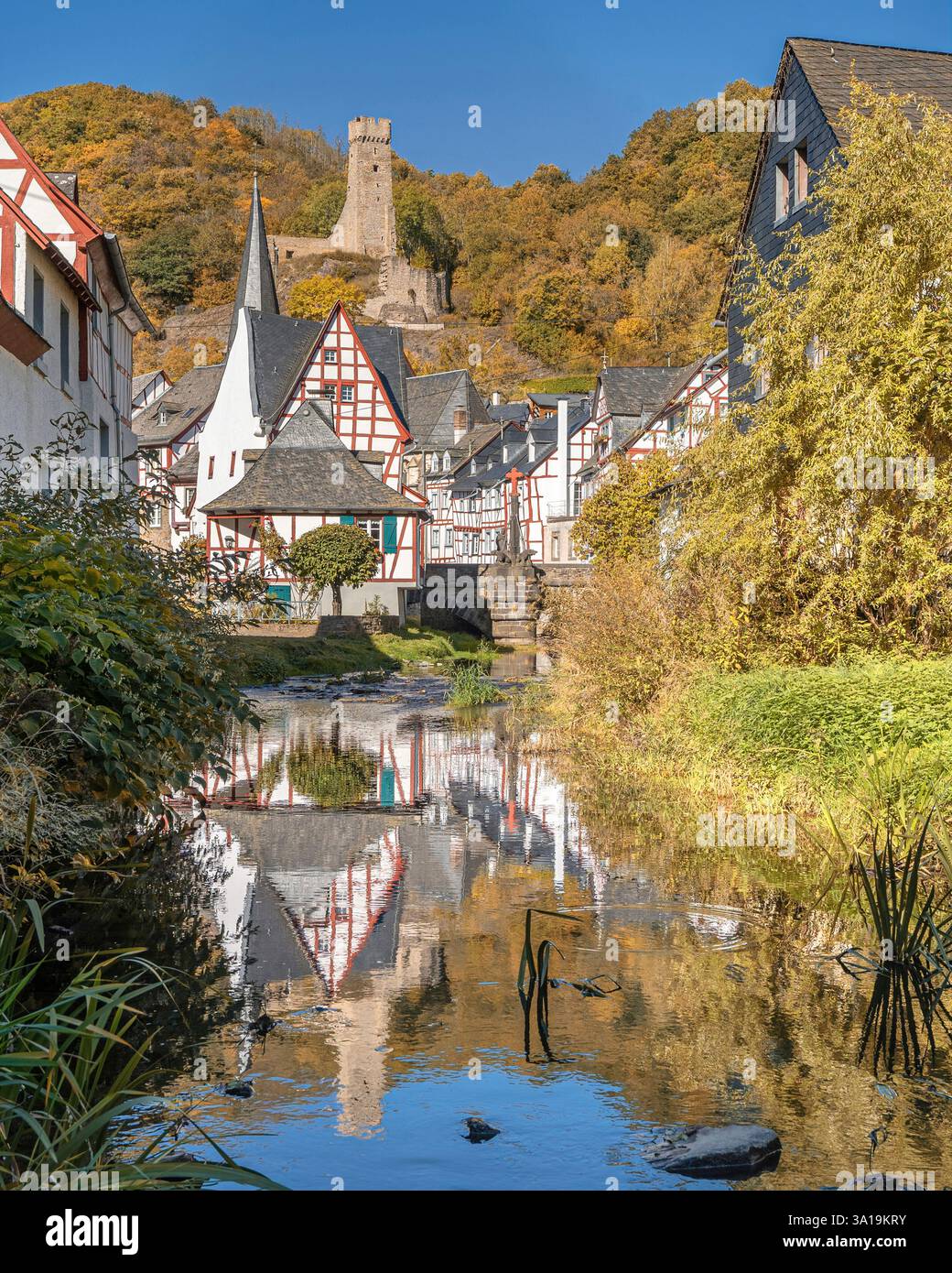 Traditional half-timber houses of the Eifel region, Monreal, Germany ...