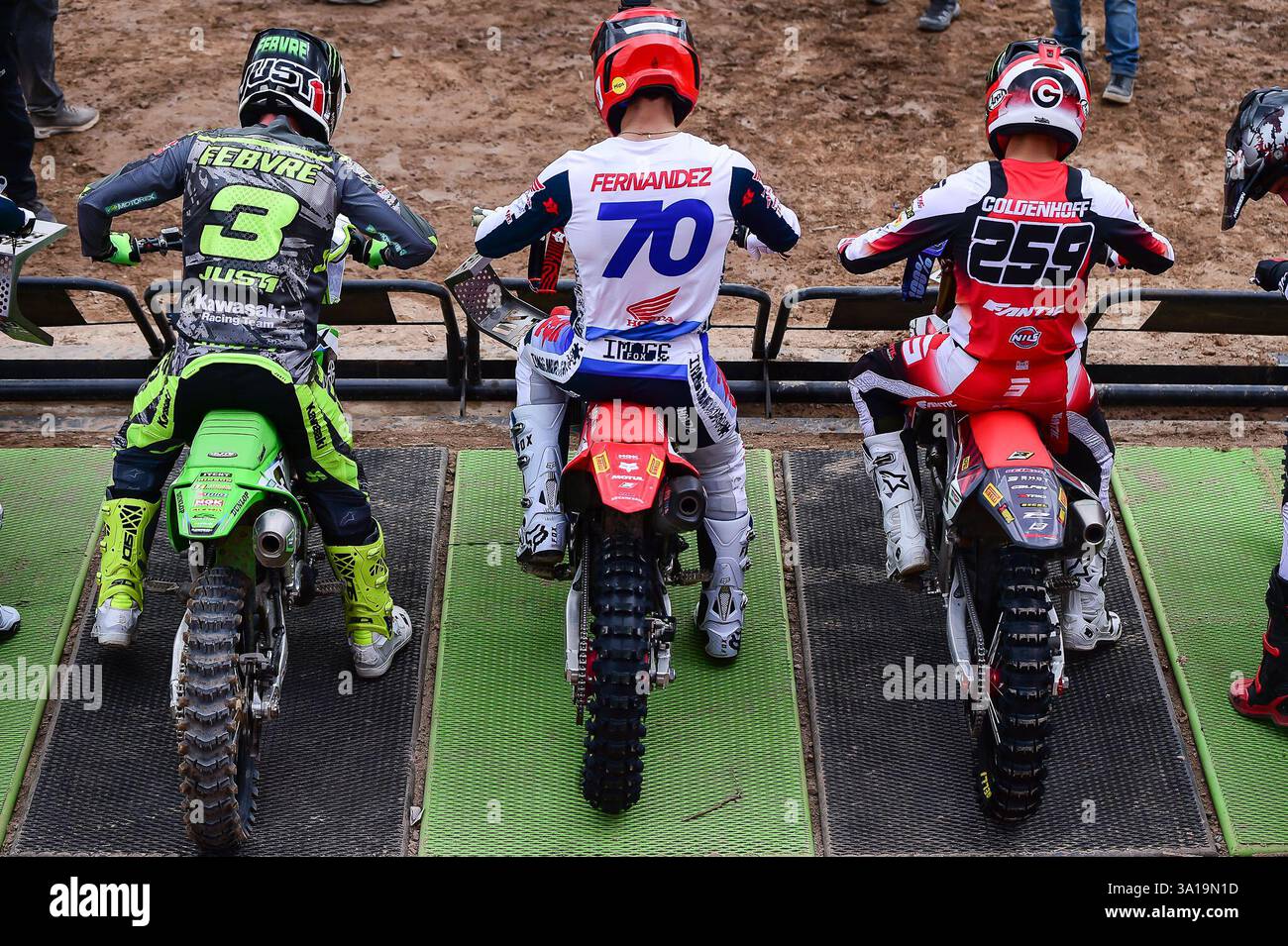 (L-R) Febvre Romain Kawasaki FRA FFM Kawasaki Racing Team MXGP, Fernandez Ruben,Coldenhoff Glenn ...