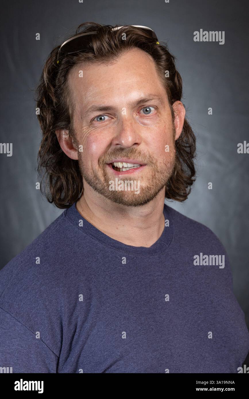 close up portrait of an adult male suffering from Bell's Palsy, a ...
