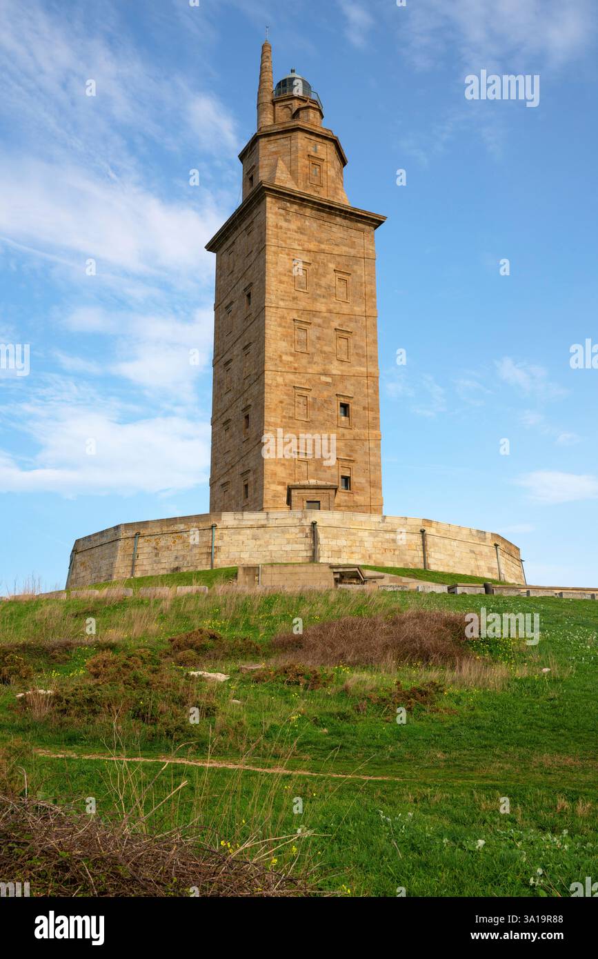 Historic roman lighthouse Torre de Hercules, landmark of A Coruna ...