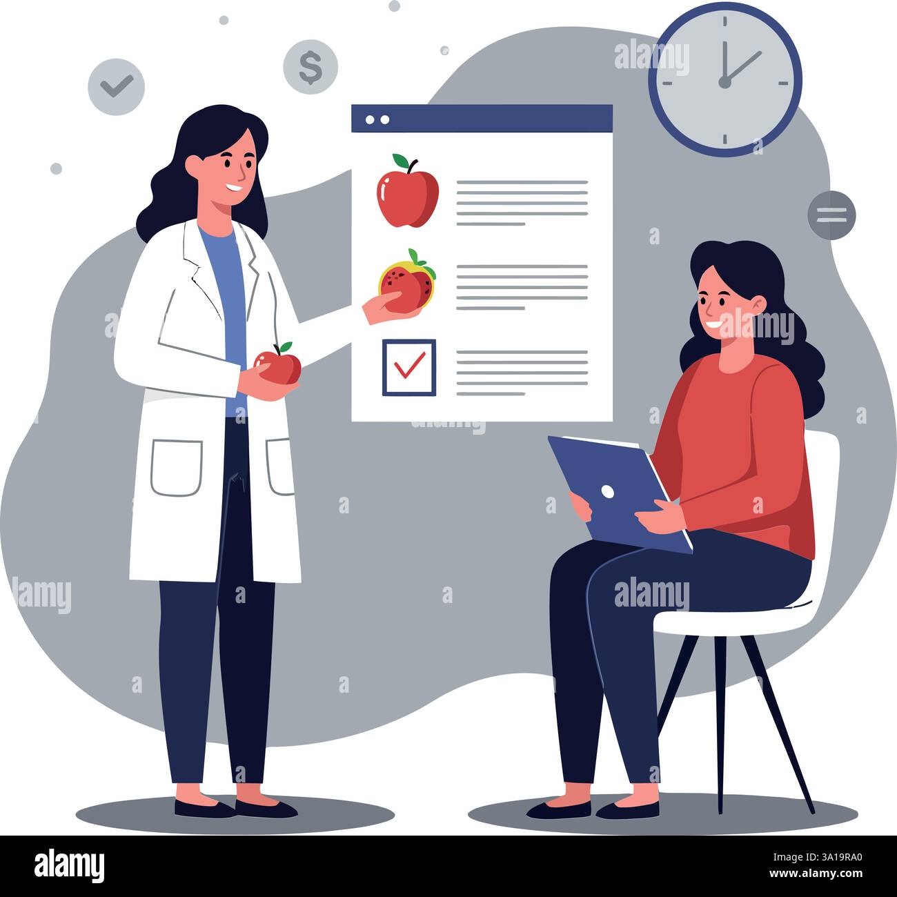 The first frame shows a healthcare professional; the second frame ...