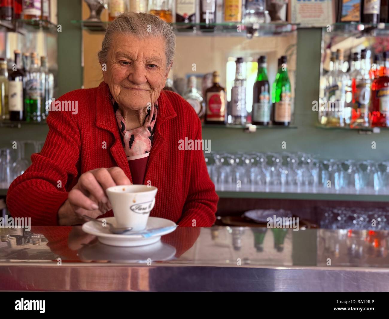 07 March 2025, Italy, Nebbiuno: Italy's oldest barista Anna Passi is ...