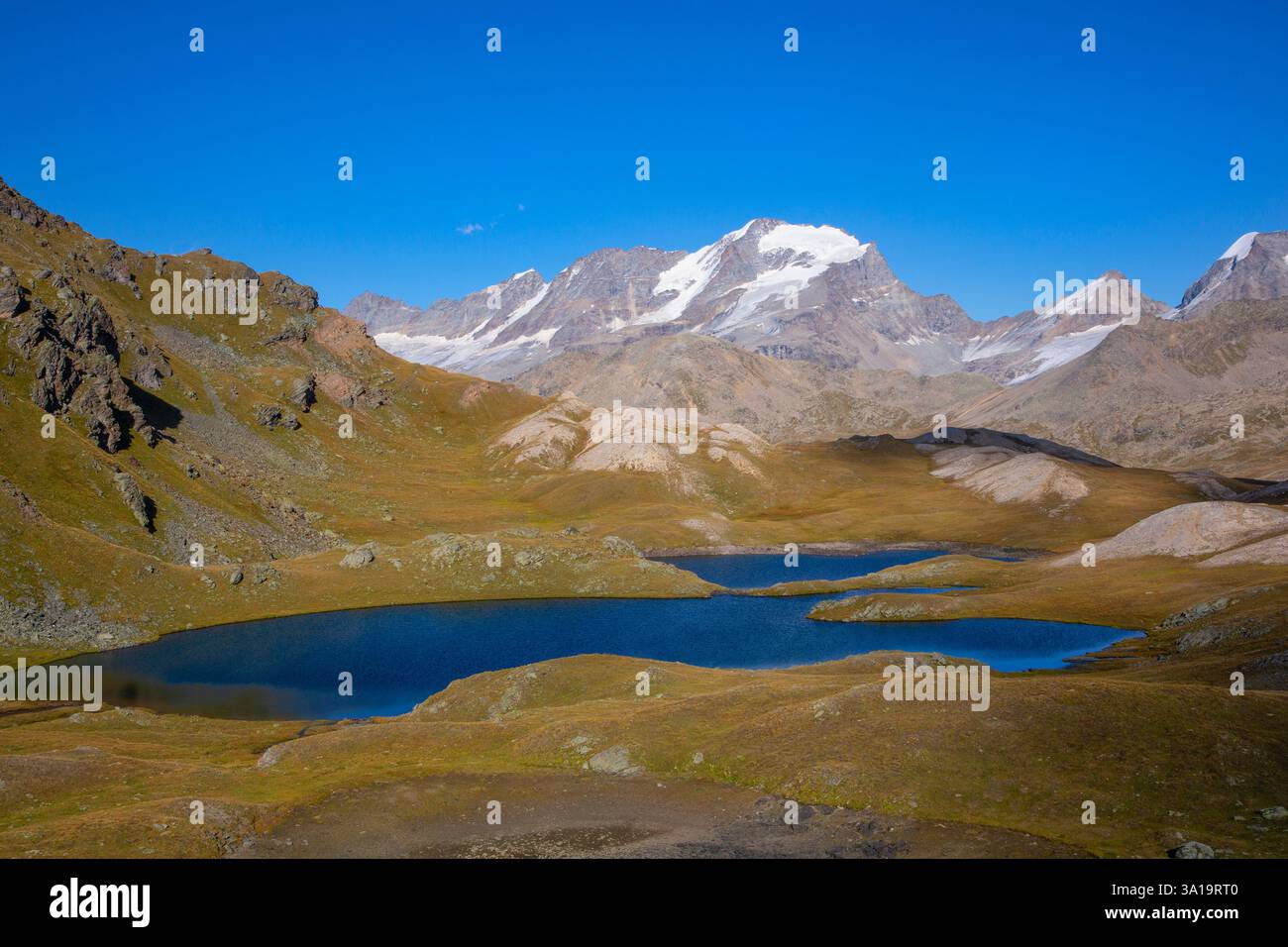 Italy Valle D'Aosta Lake Tre Becchi - Gran Paradiso - Becca di Moncorvè ...