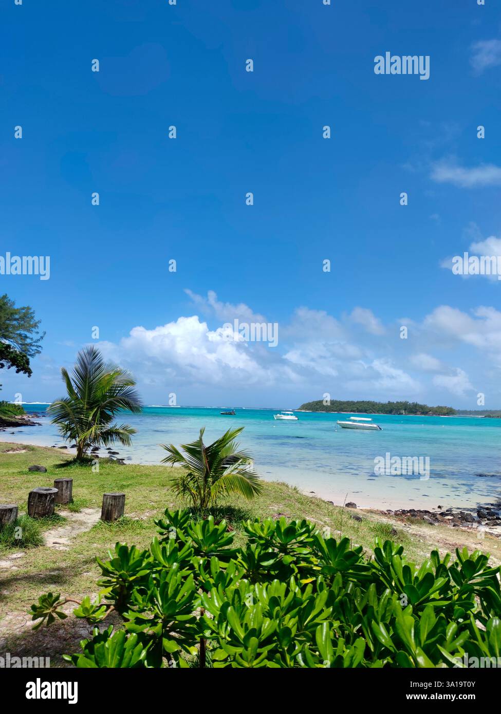 Landscape in green and blue, Mauritius Stock Photo - Alamy