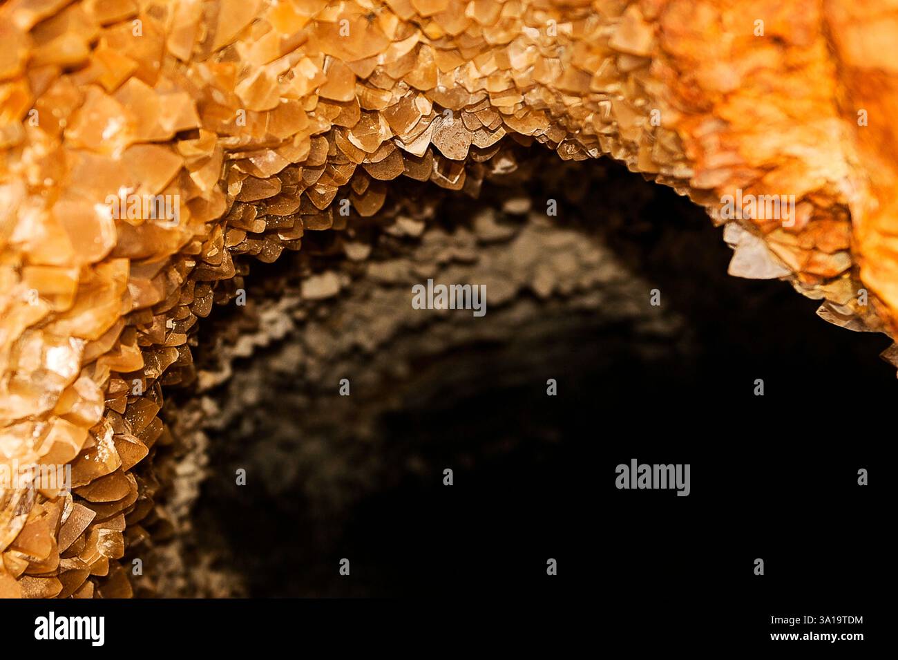 A cave with beautiful calcite crystals on the Horten River Stock Photo ...