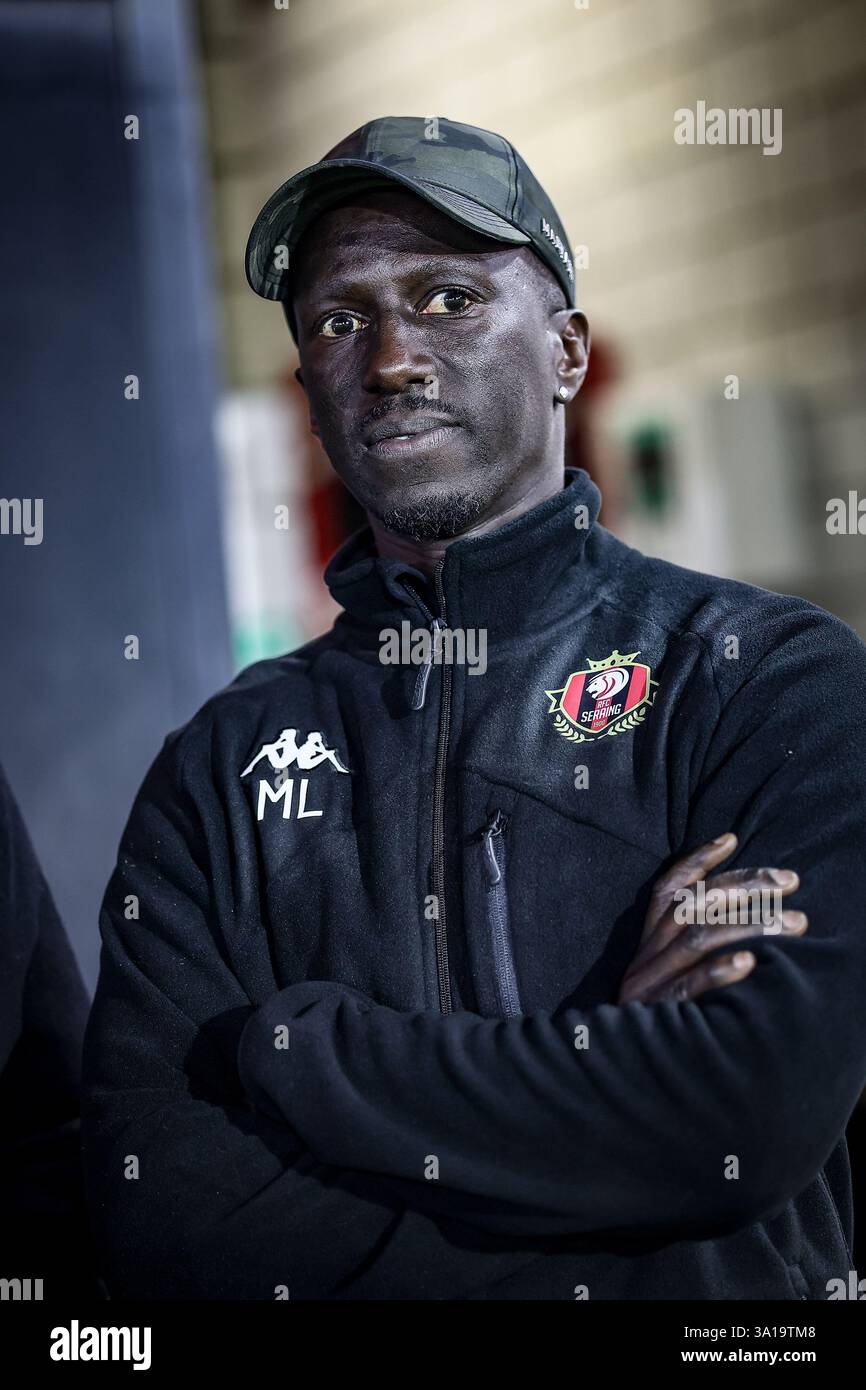 Seraing, Belgium. 07th Mar, 2025. Seraing's head coach Mbaye Leye ...