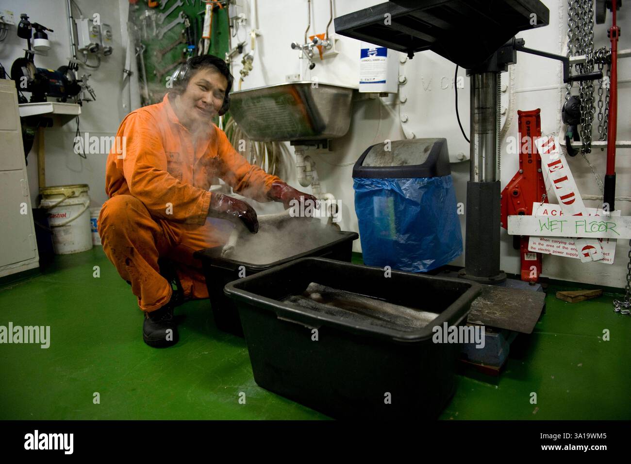 Able Seaman / Seafarer Assisting in Engine Room. A Phillipinian Able ...