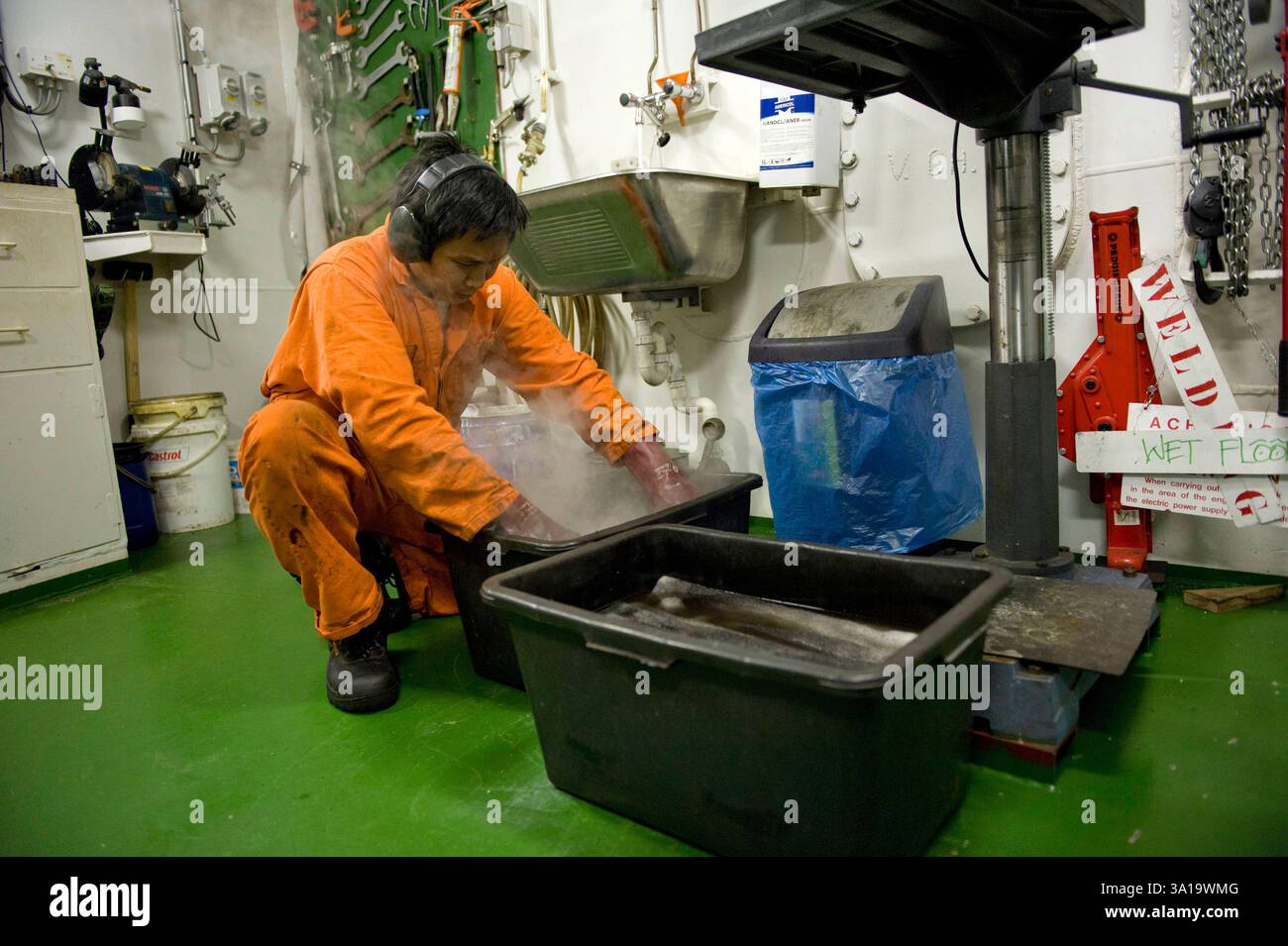 Able Seaman / Seafarer Assisting in Engine Room. A Phillipinian Able ...