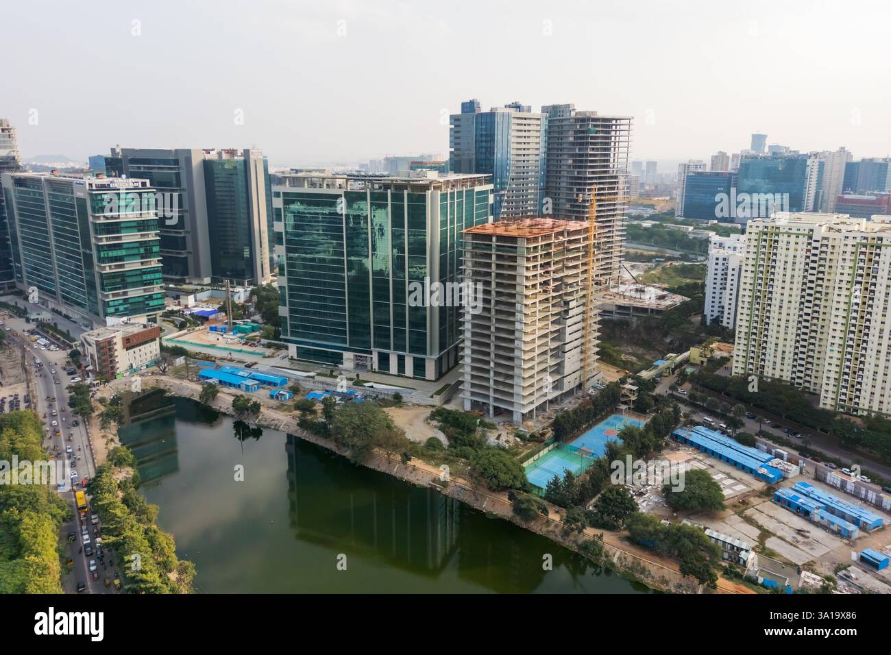 Hyderabad, INDIA - December 08, 2023 : Aerial view of Financial ...
