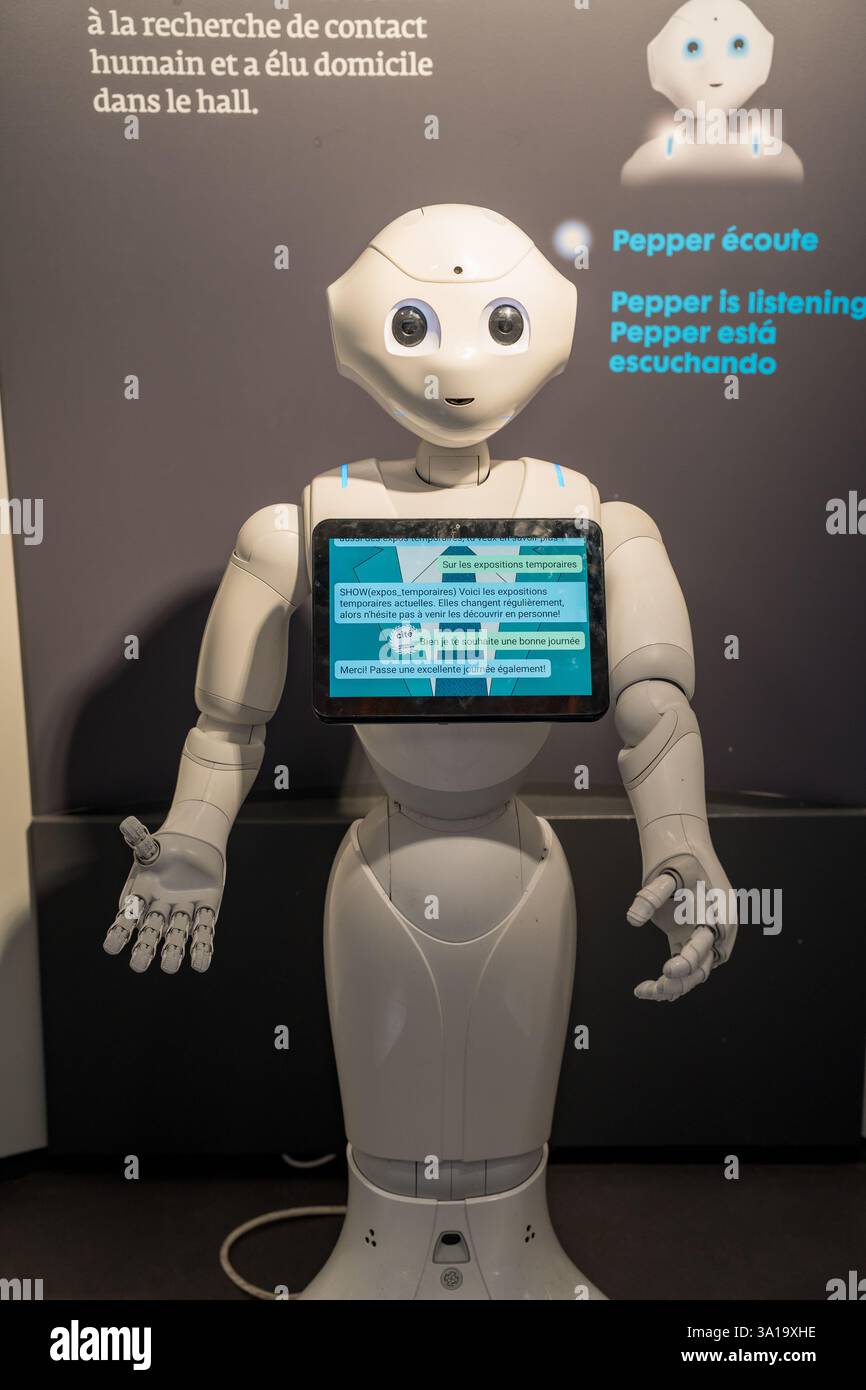 Robot interacts with visitors in an innovative exhibit about human ...