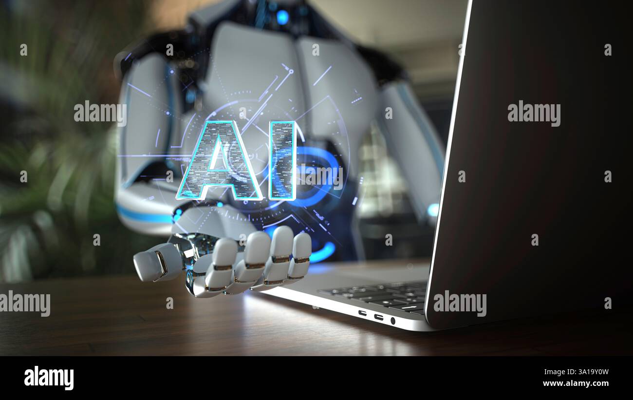 AI helps work in the office. 3d illustration Stock Photo - Alamy