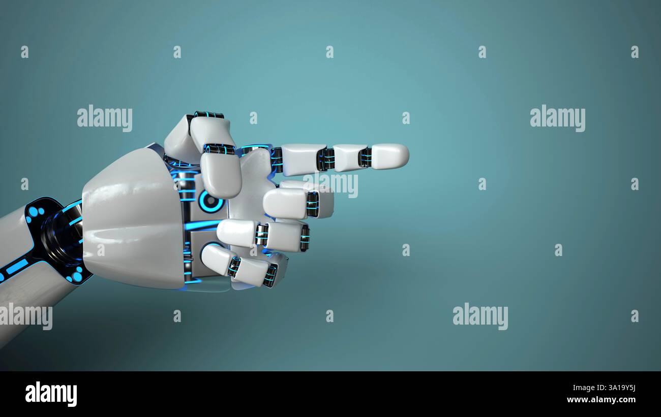 Robot hand points the direction. 3d illustration Stock Photo - Alamy