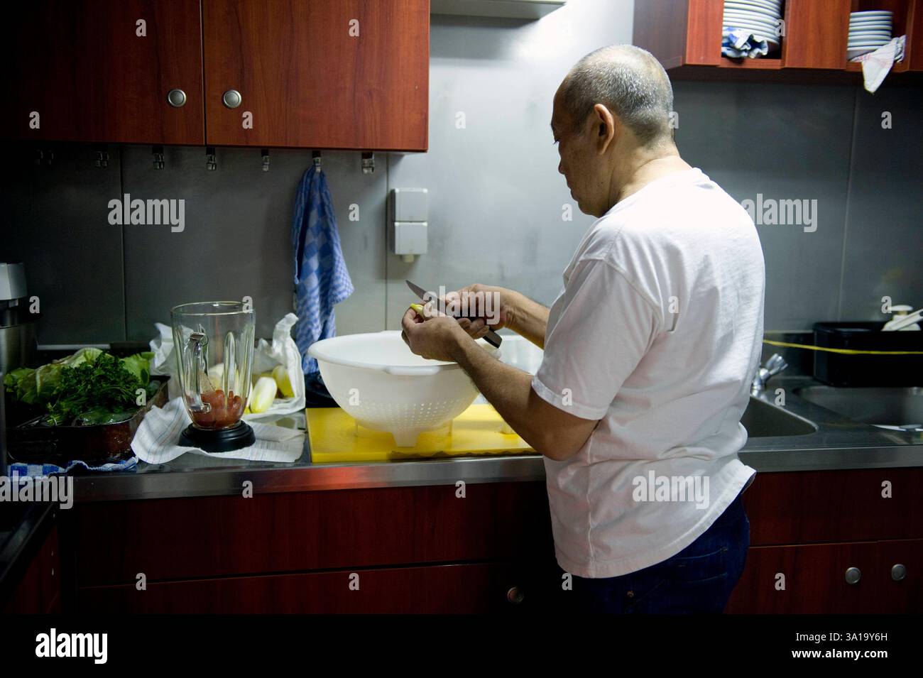 Chef in Ship s Kitchen. Chef in Ship s Kitchen, preparing Crew Meals on ...